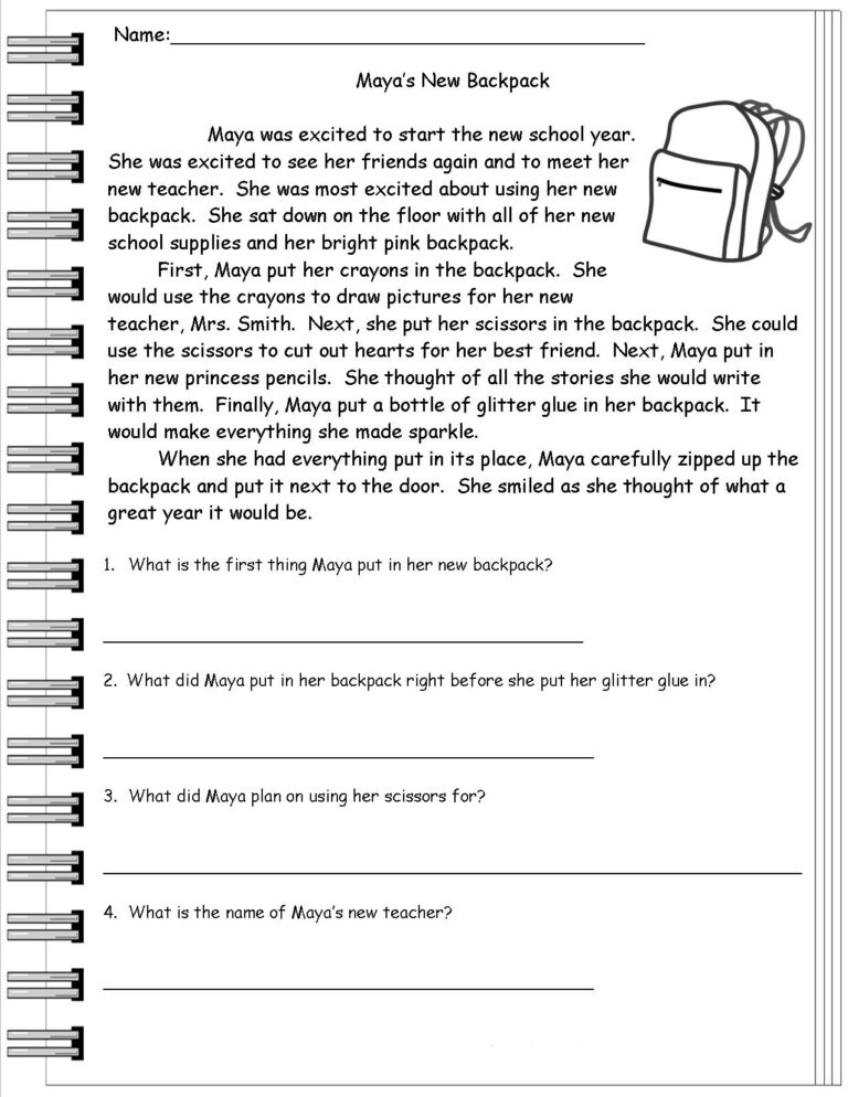 2nd Grade Reading Worksheets Best Coloring Pages For Kids Fanny Printable