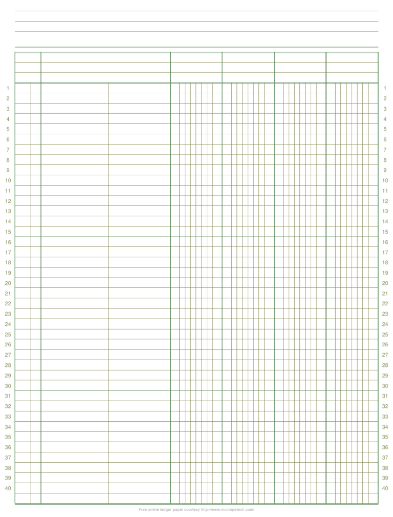 4 Column Ledger Paper Download Printable PDF Templateroller | Fanny ...