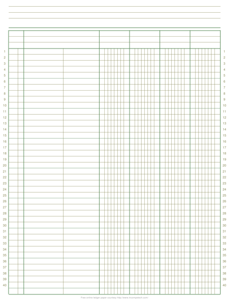 4 Column Ledger Paper Download Printable PDF Templateroller | Fanny ...