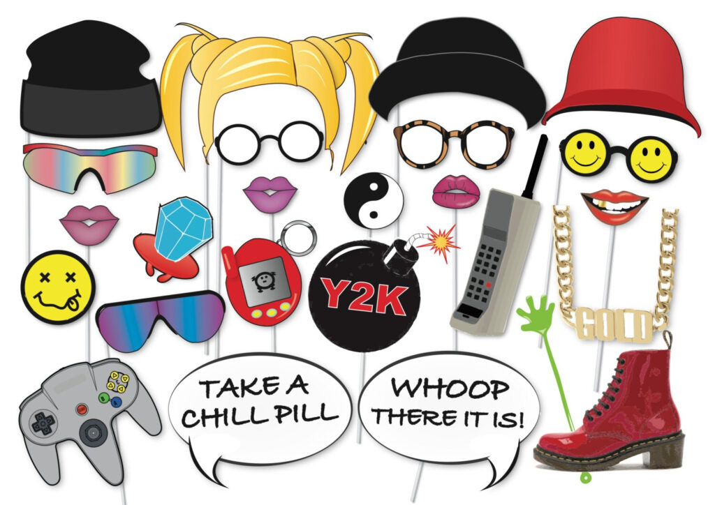 90s Party Photo Booth Party Props Set 25 Piece PRINTABLE | Fanny Printable