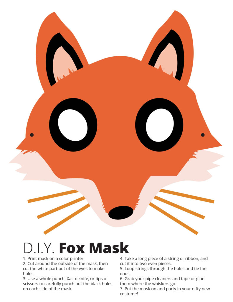 Diy Fox Printable Mask For Kids Clipart Drawer Diy Printable | Fanny ...