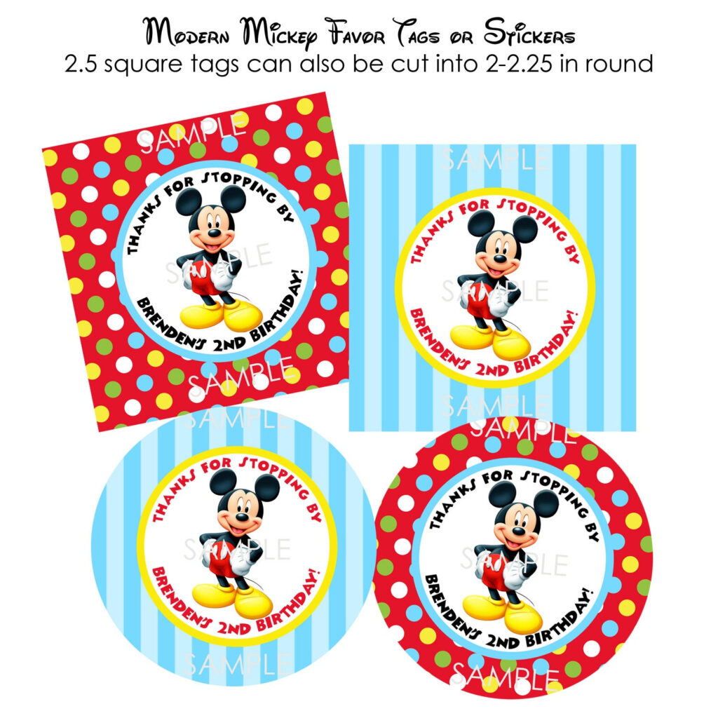 PRINTABLE Modern Mickey Mouse Favor Tags Or By Modpoddesigns | Fanny ...