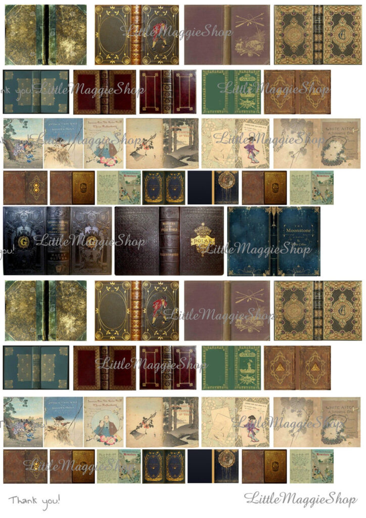 Vintage Book Covers Set 1 12 Scale Downloadable Printable Covers For ...