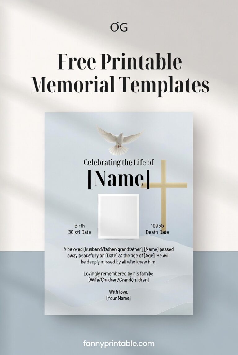 Free Printable Memorial Templates 2026 - Fanny Printable