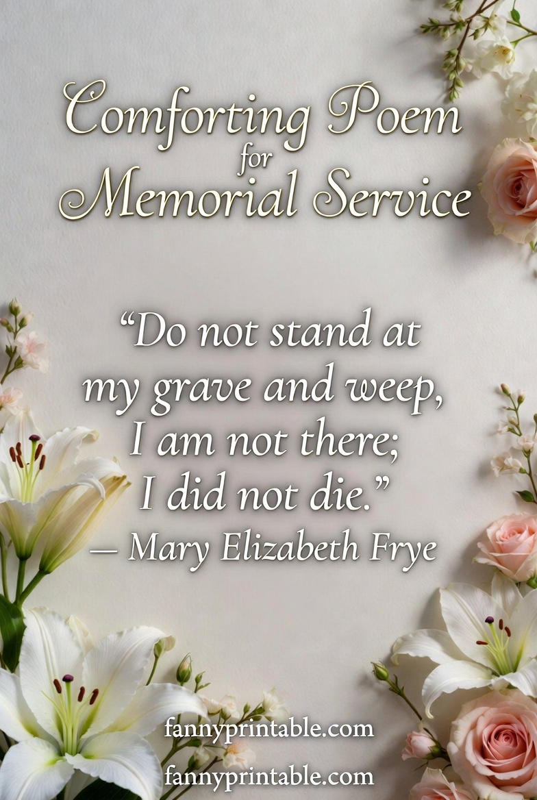 Memorial Service Prayers And Poems For Comfort