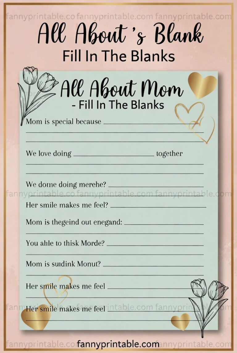 Mother's Day Fill In The Blank Worksheet Free Printable 2026