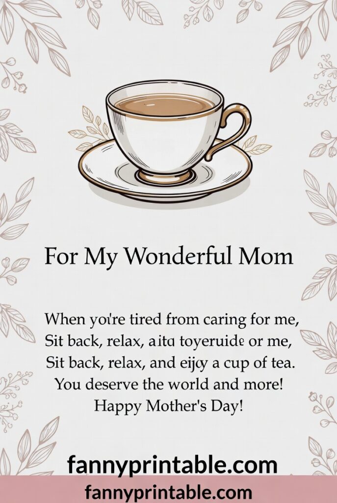 Printable Mother's Day Tea Poem 2026 - Fanny Printable