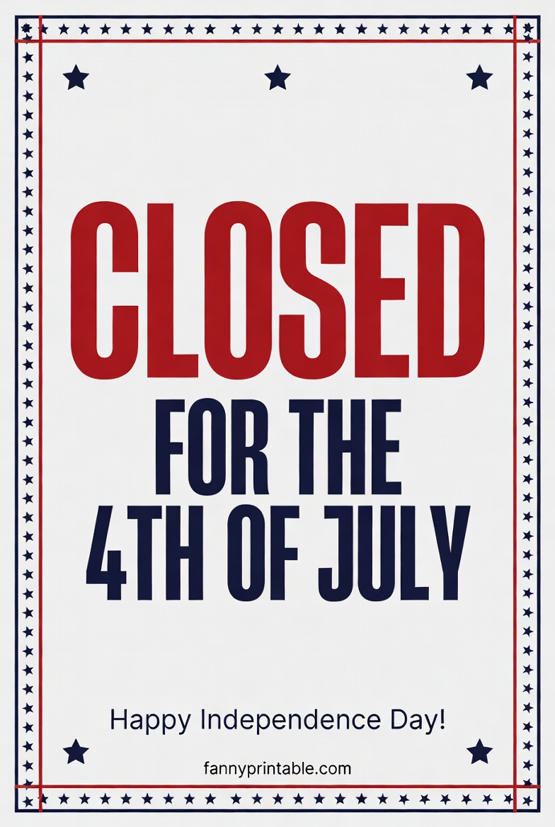 Free Printable Closed For 4th Of July Sign - Download Now