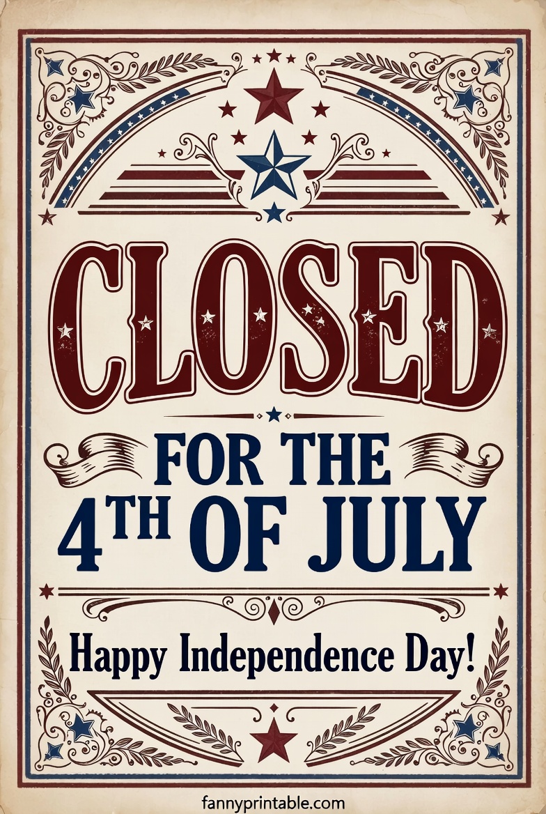 Free Printable Closed For 4th Of July Sign - Download Now
