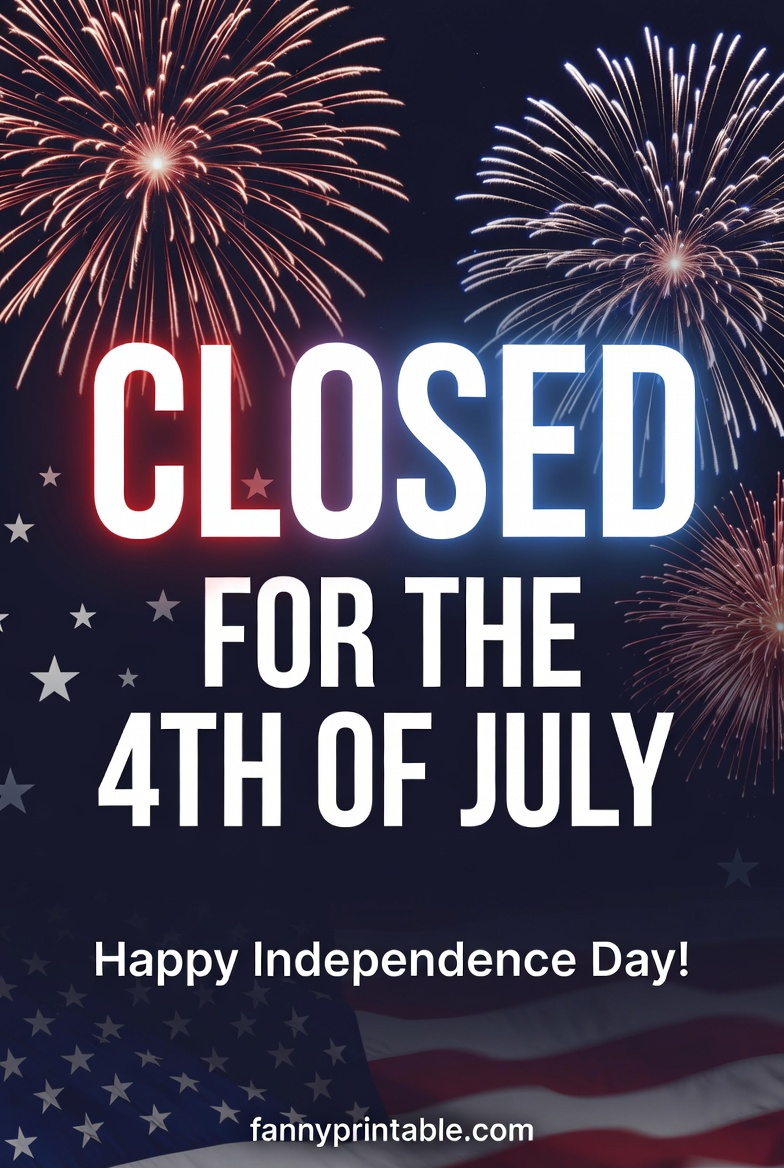Free Printable Closed For 4th Of July Sign - Download Now