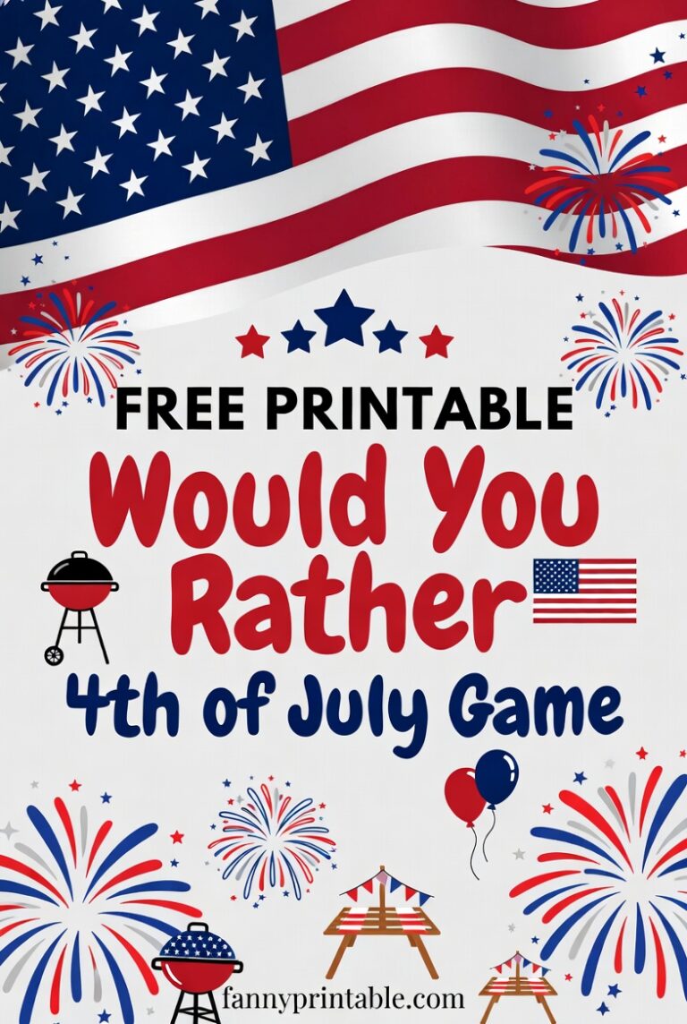 Free Printable Would You Rather 4th Of July Game